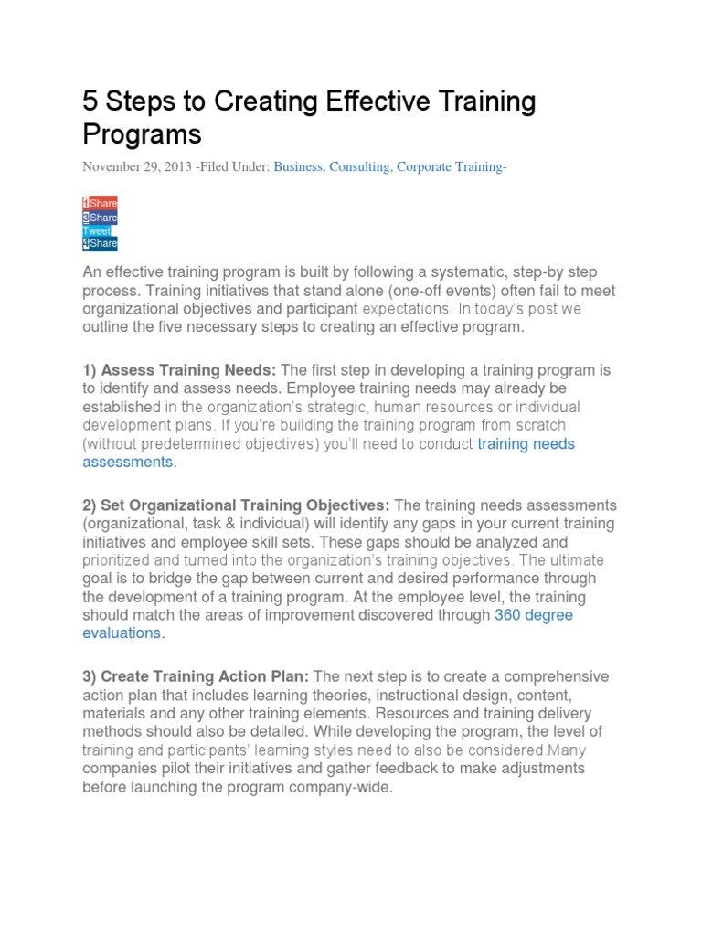 5 Steps To Creating Effective Training Programs | PDF | Competence ...