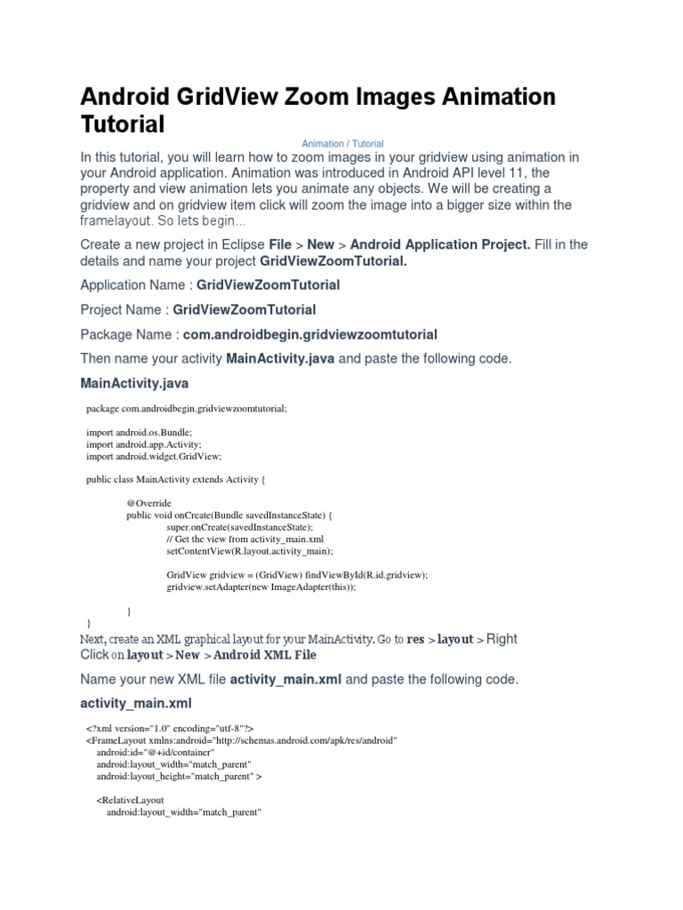 Android GridView Zoom Images Animation Tutorial | PDF | Android ... Android GridView Zoom Images Animation Tutorial | PDF | Android ...