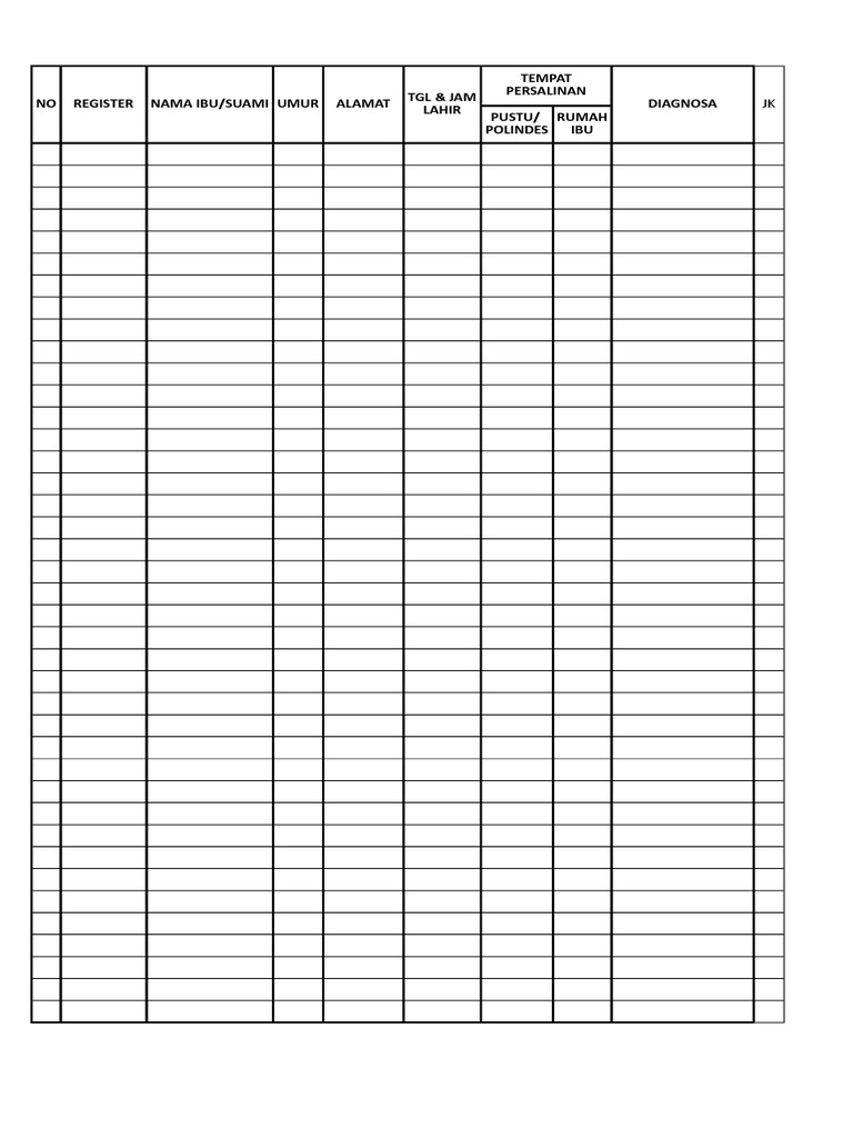 Buku Register Persalinan | PDF