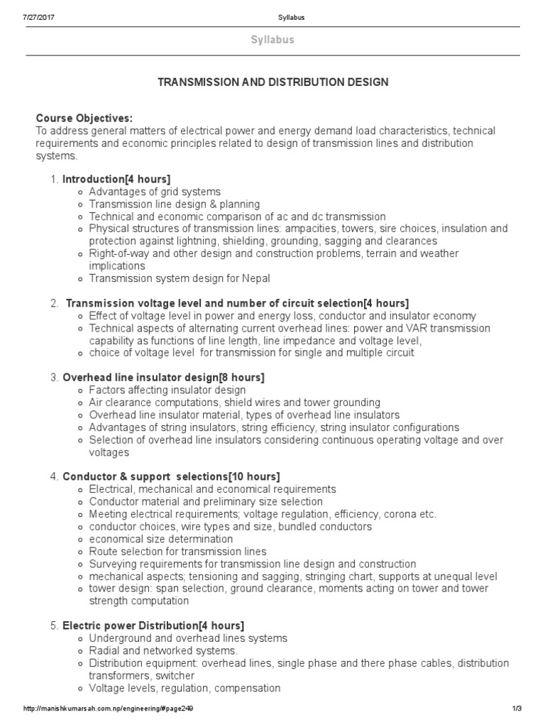 Transmission and Distribution Design | Download Free PDF | Electric ...