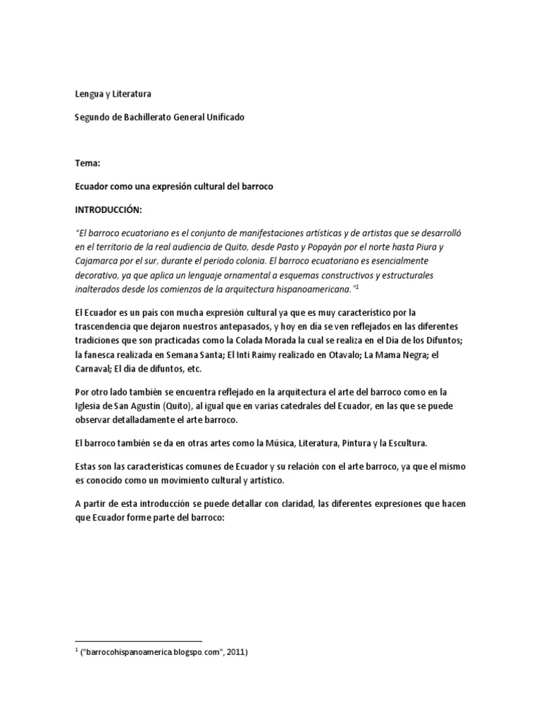 Ensayo Barroco | PDF | Barroco | Ecuador
