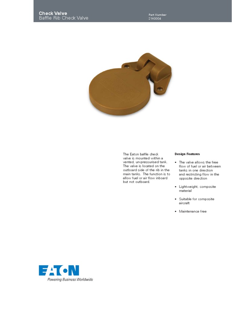 DS600-46A Baffle Check Valve 21K0004 | PDF | Valve | Mechanical Engineering