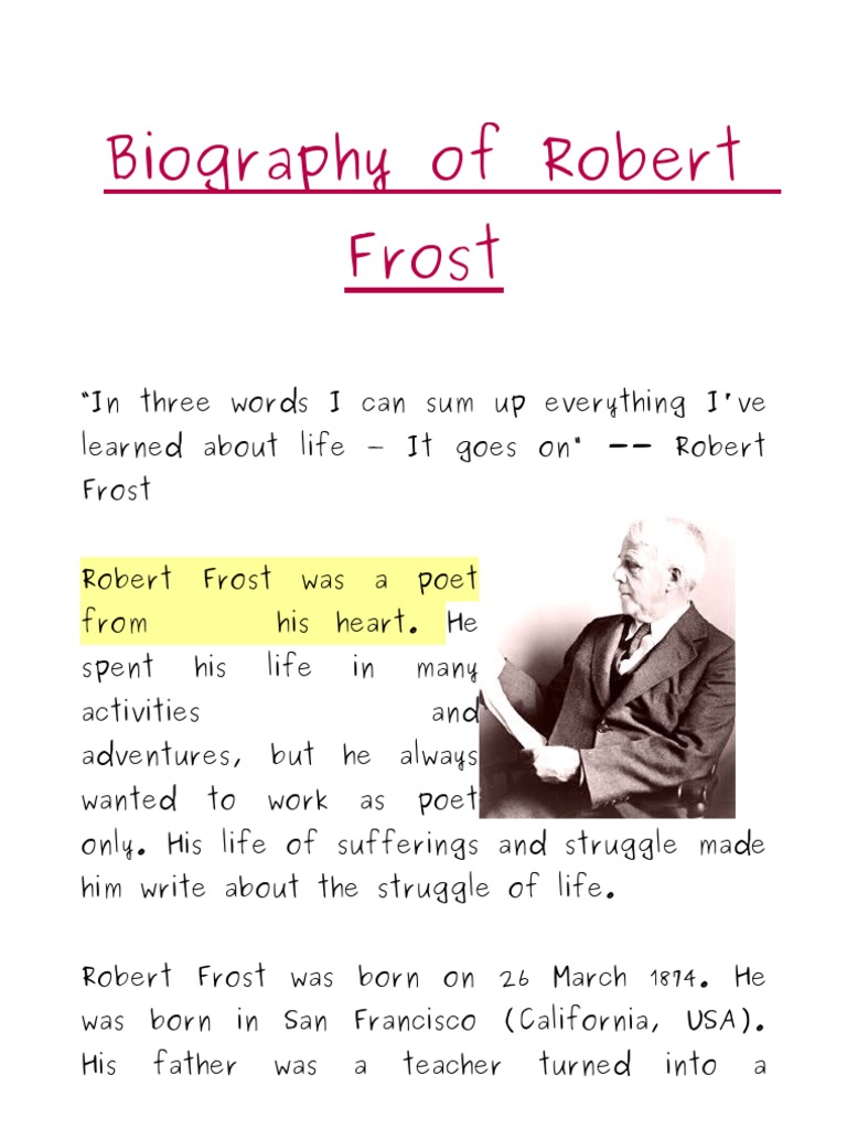 Robert Frost: A Brief Biography | PDF | Poetry