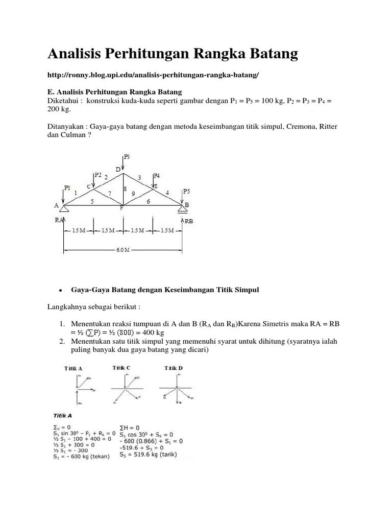 Analisis Perhitungan Rangka Batang | PDF