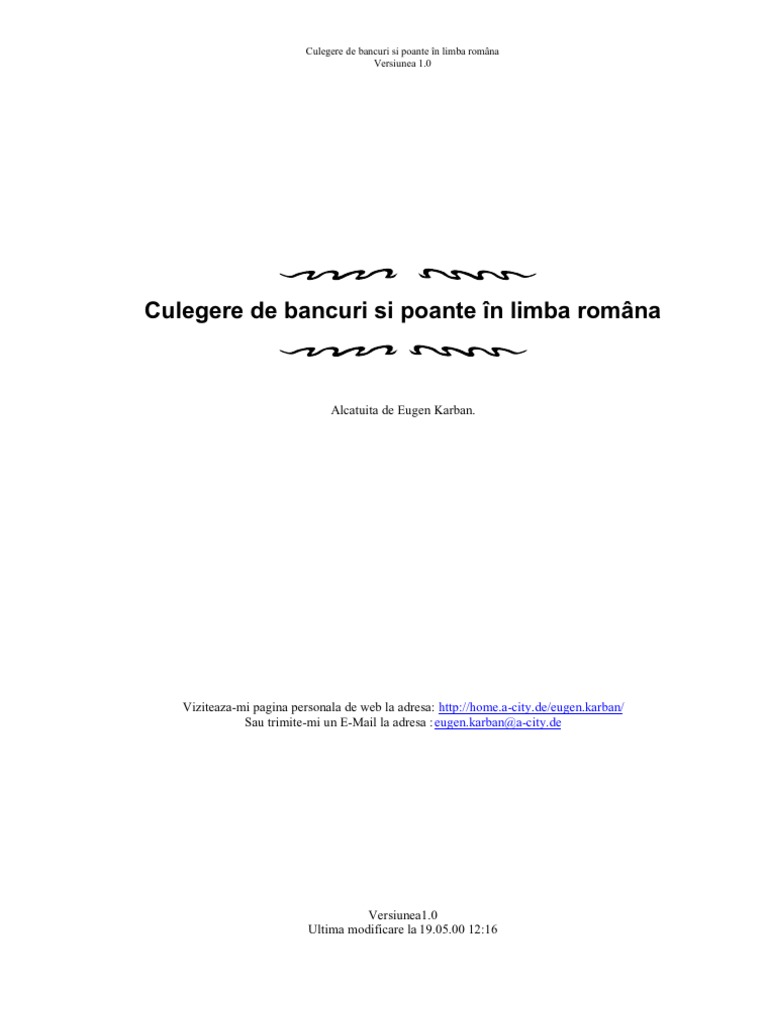 Culegere de Bancuri Romanesti | PDF