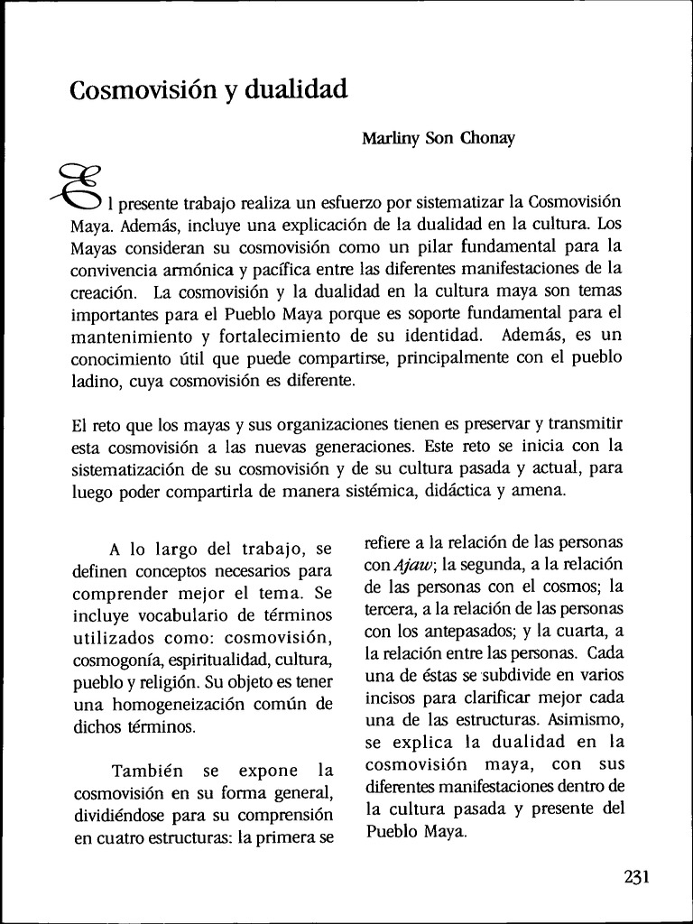 Cosmovision y Dualidad | PDF | Civilización maya | Visión del mundo