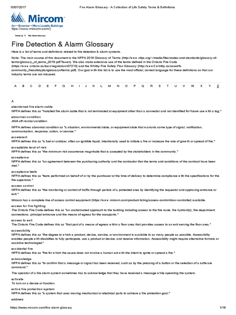 Fire Alarm Terms & Definitions Guide | PDF | Fire Sprinkler System ...