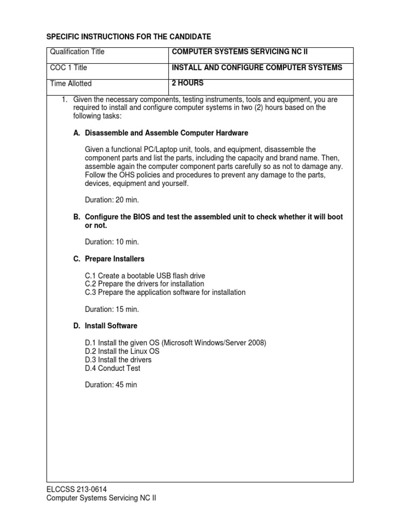 CSS NC2 Assessment Instructions | Installation (Computer Programs) | Educational Assessment