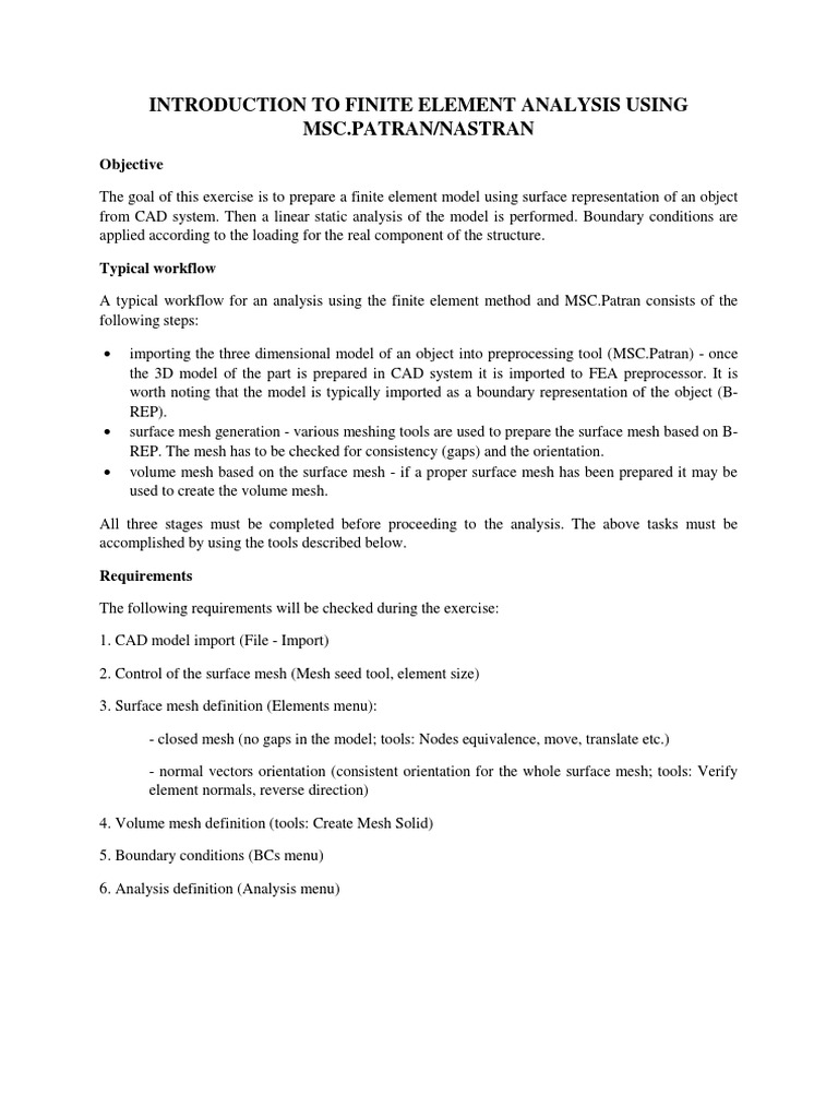 Introduction To Finite Element Analysis Using MSC - Patran/Nastran | PDF