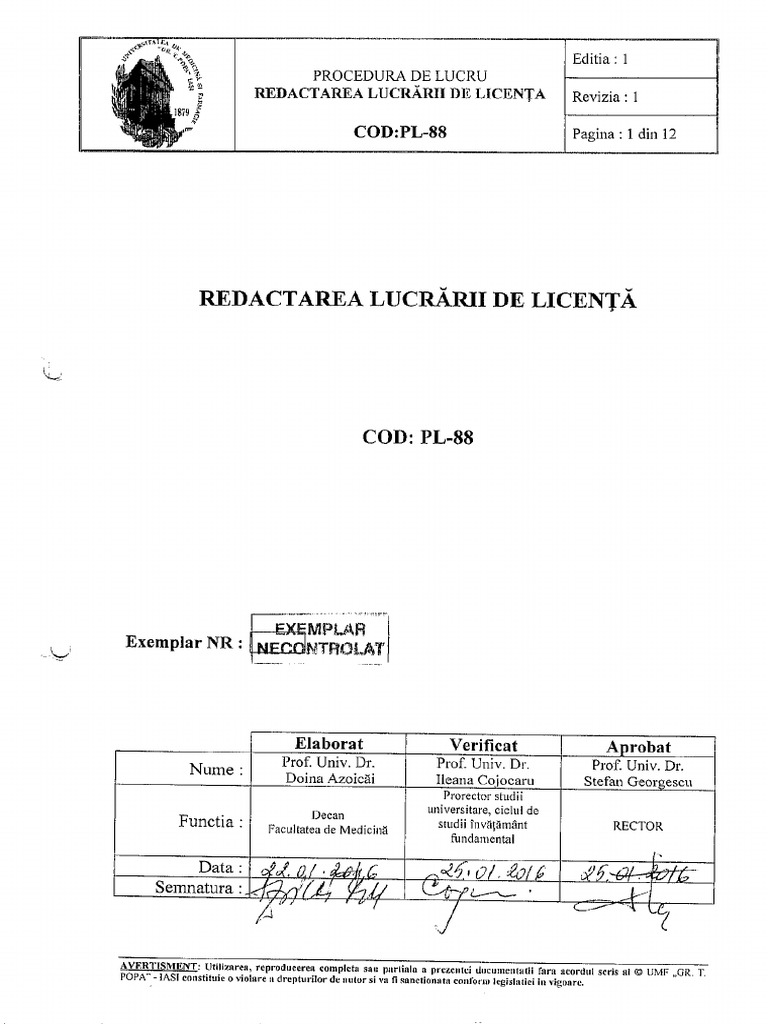 PL-88 Redactarea Lucrarii de Licenta Ed1Rev1 PDF | PDF