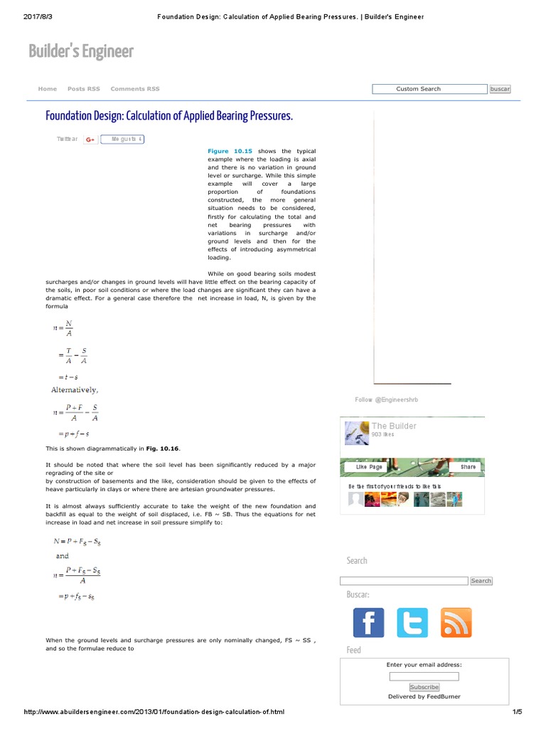 Foundation Design - Calculation of Applied Bearing Pressures | PDF ...