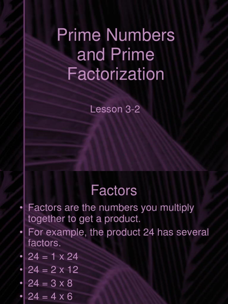 Prime Numbers and Prime Factorization: Lesson 3-2 | PDF | Prime Number ...
