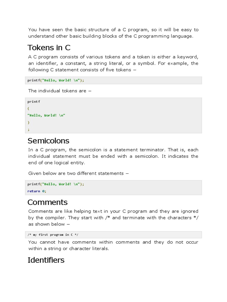 Tokens in C: Printf | PDF | C (Programming Language) | Formalism ...