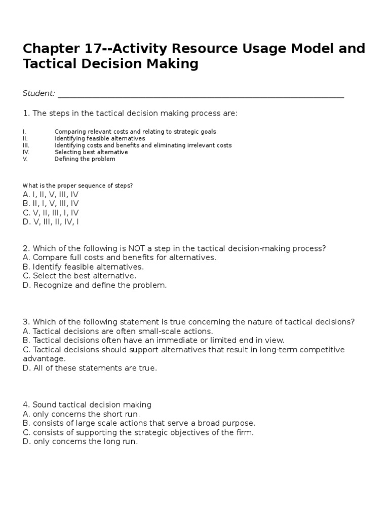 Tactical Decision Making Steps | PDF | Labour Economics | Decision Making
