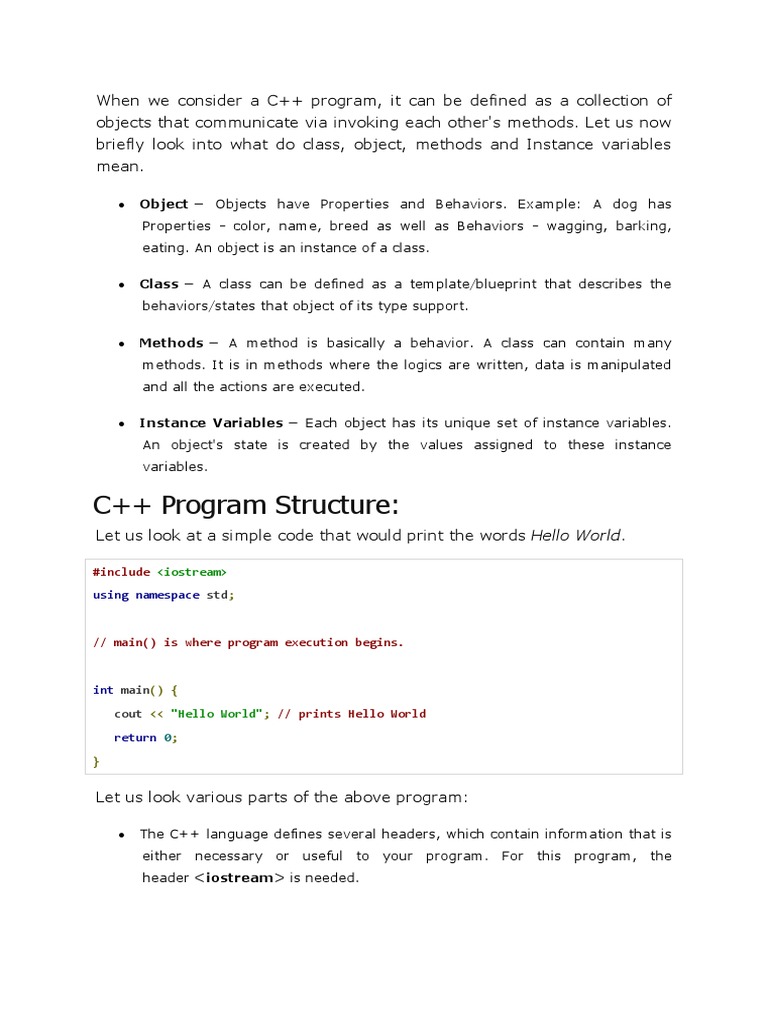C++ Program Structure | PDF | C++ | Method (Computer Programming)