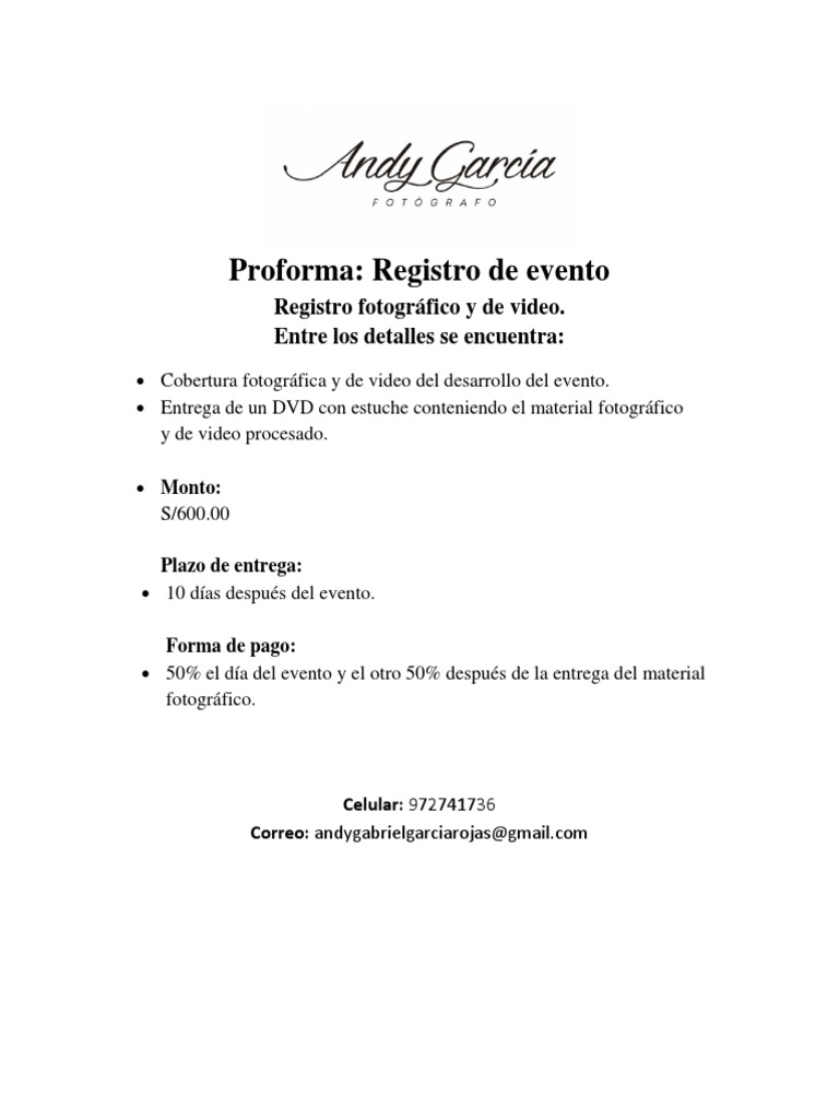 Proforma - Evento 17 de Agosto | PDF