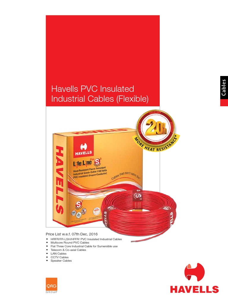 Consumer Cable Price List 07th Dec 2016 Havells | PDF | Coaxial Cable ...