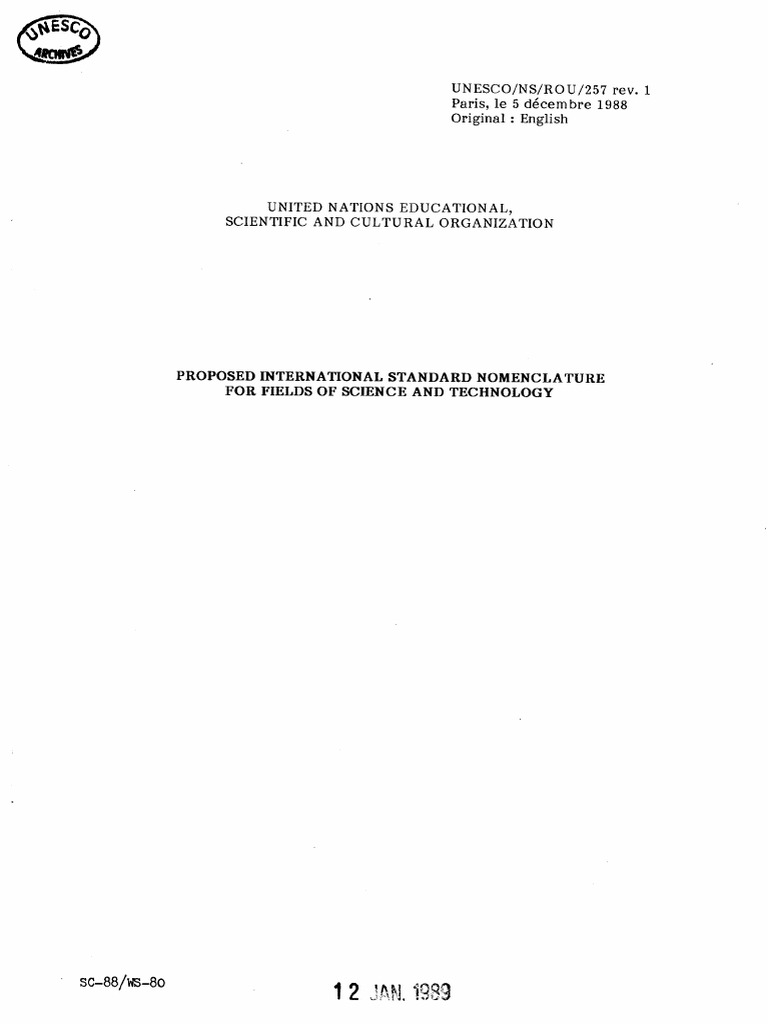 Sciences Classification Unesco | PDF