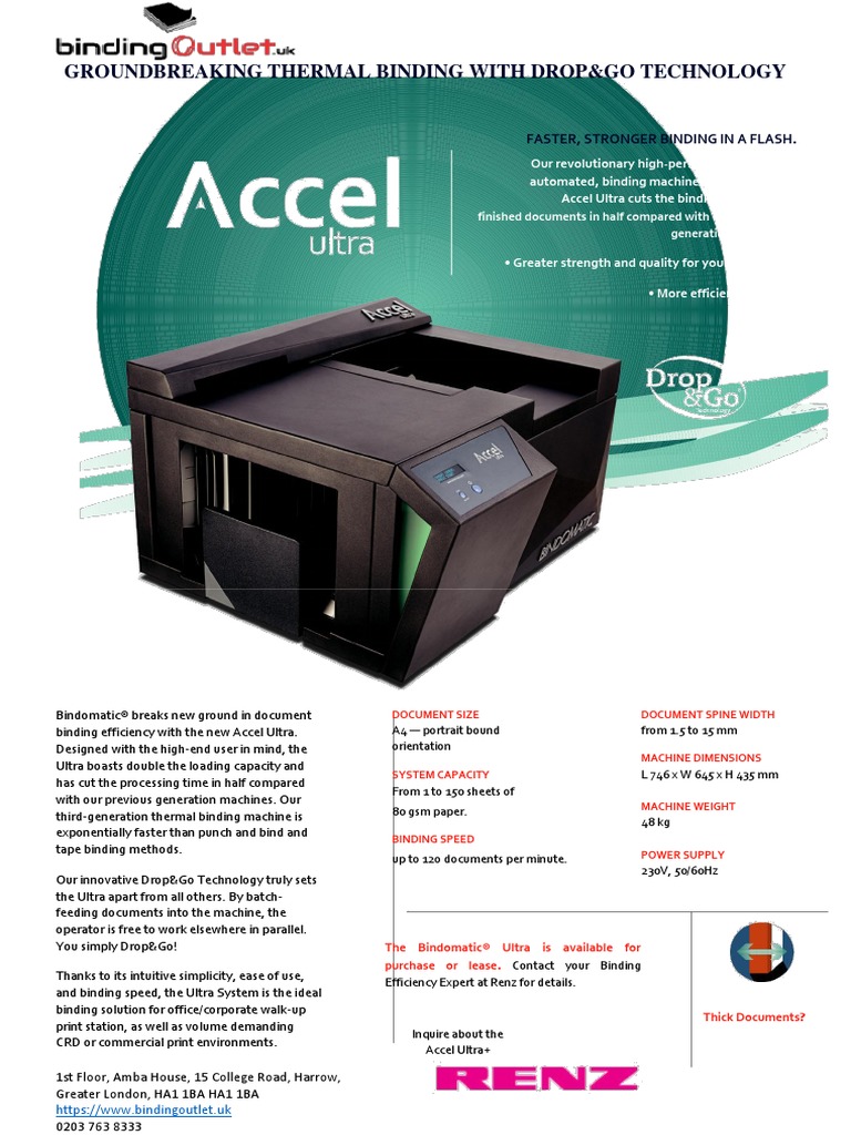 Bindomatic Accel Ultra Automated Binding Machine | PDF | Bookbinding ...