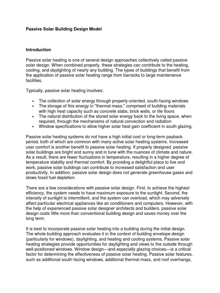 Passive Solar Building Design Model | PDF | Green Building | Solar Energy