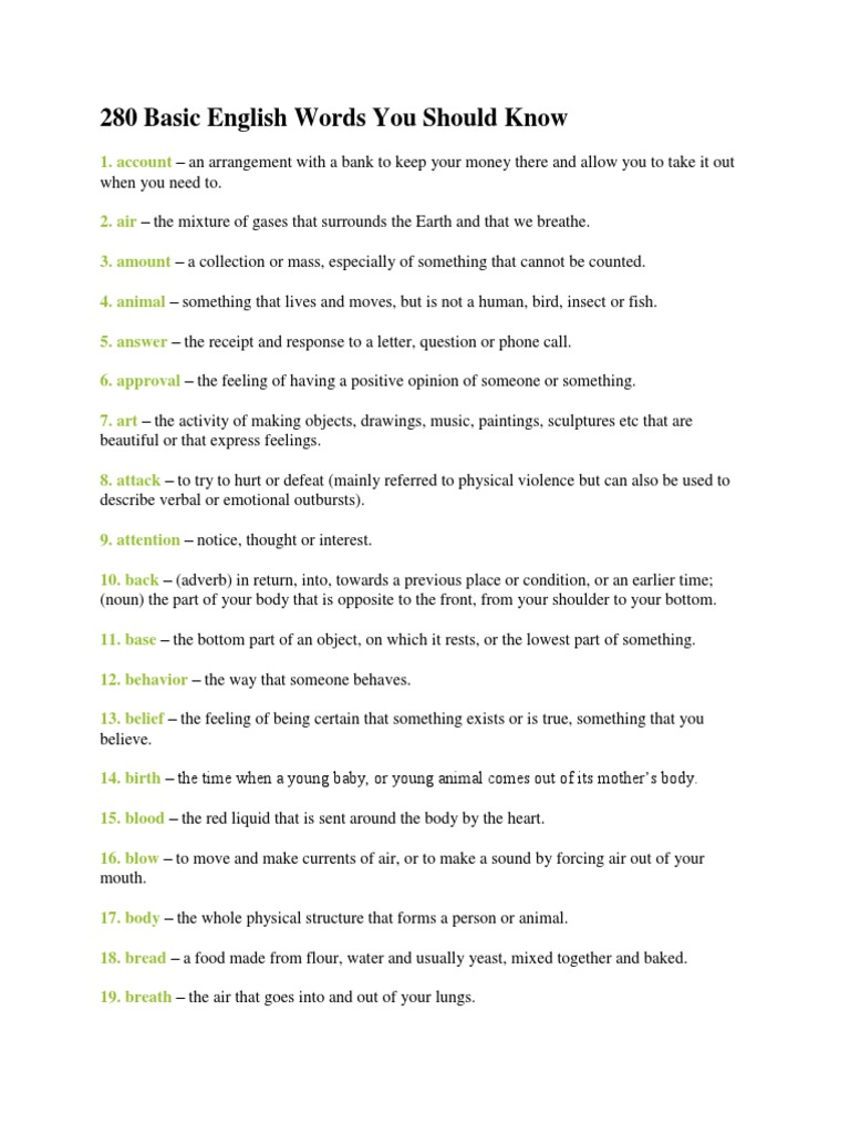 280 Essential English Words Explained | PDF | Plants | Feeling