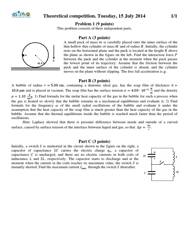 2014 IPhO Theory Problem 1 PDF | PDF | Capacitance | Capacitor