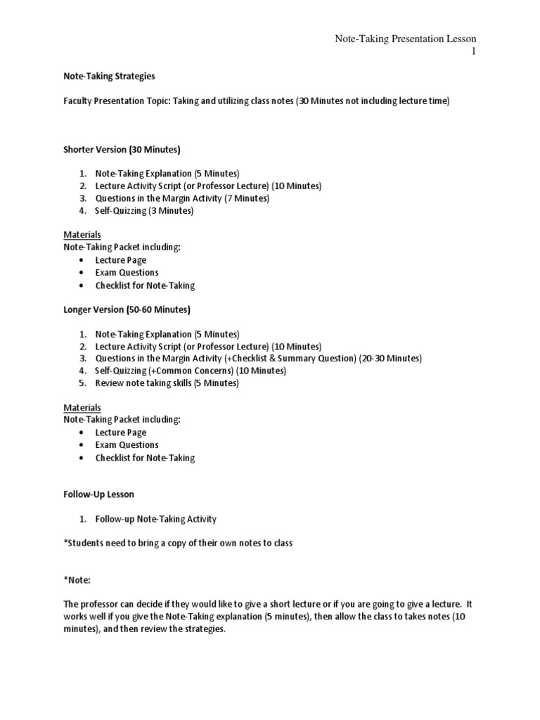 Effective Note-Taking Strategies | PDF | Lecture | Memory