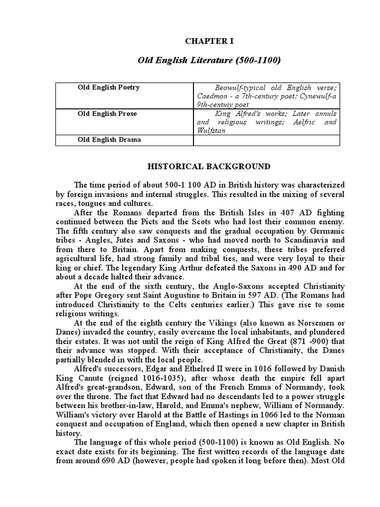 Old English Literature PDF | PDF | Beowulf | Poetry