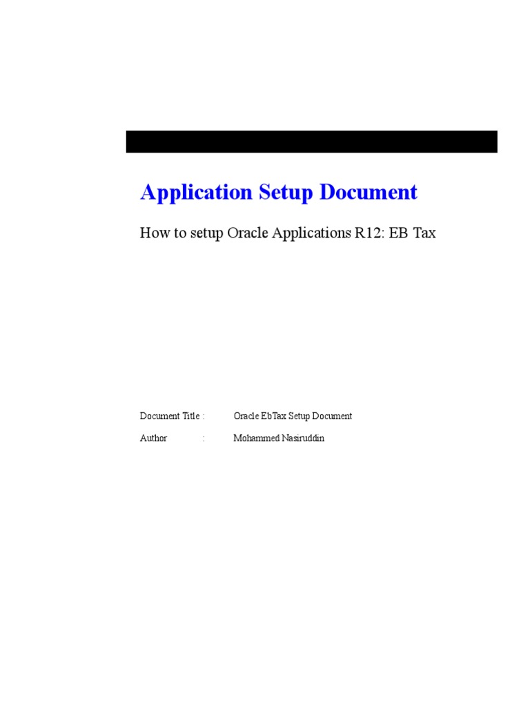 BR100 How To Setup Oracle Applications r12 Ebtax1 | PDF | Microsoft ...