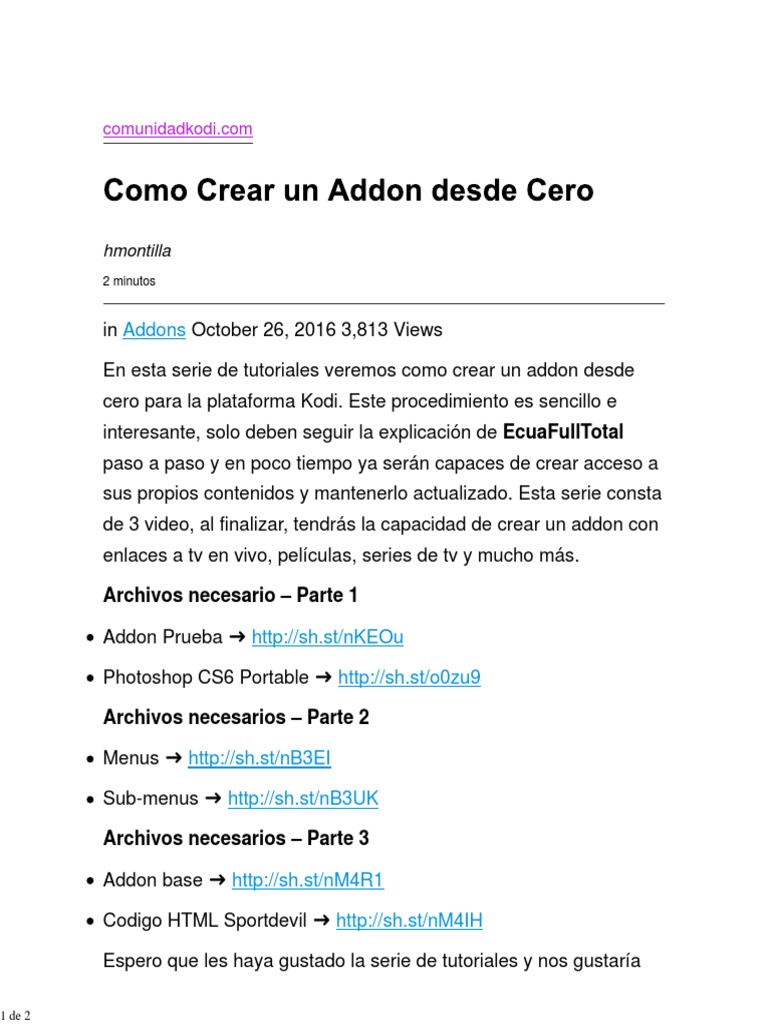 Como Crear Un Addon Desde Cero Pdf