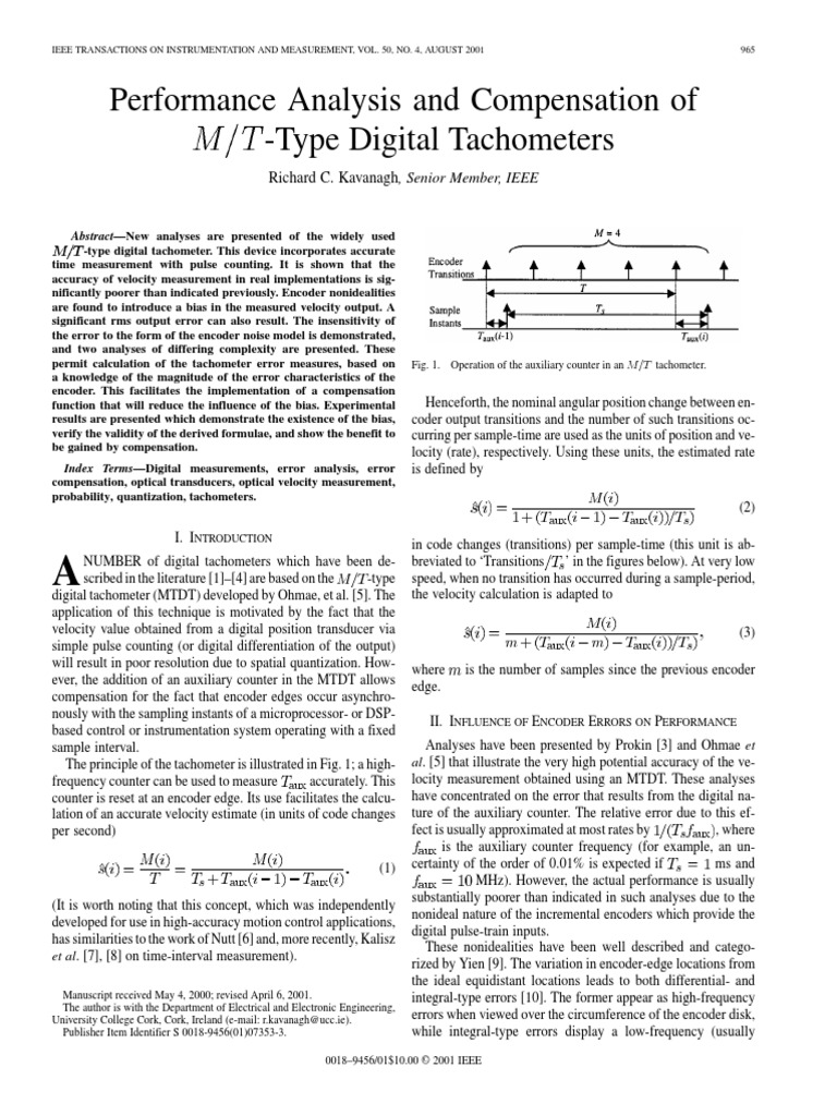 Performance Analysis and Compensation of MT-type Digital tachometers ...