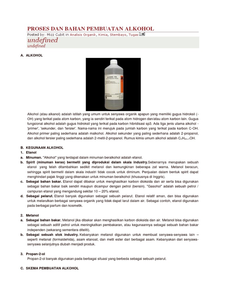 Proses Dan Bahan Pembuatan Alkohol | PDF