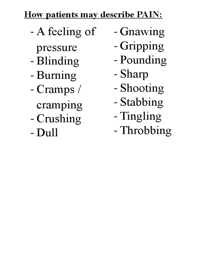 Describing Pain and Some Symptoms POSTERS | PDF