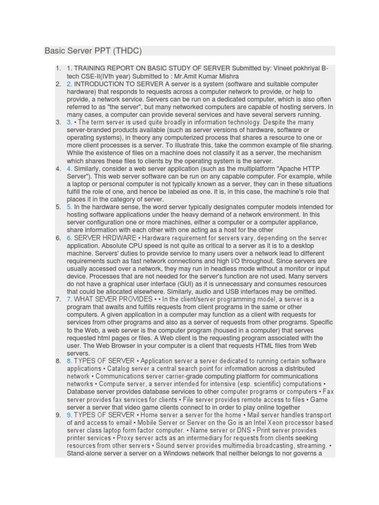 Basic Server PPT (THDC) | PDF | Application Server | Web Server