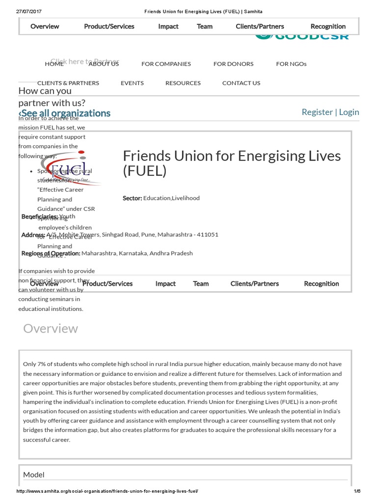 Friends Union For Energising Lives (FUEL) - Samhita | PDF | Corporate ...