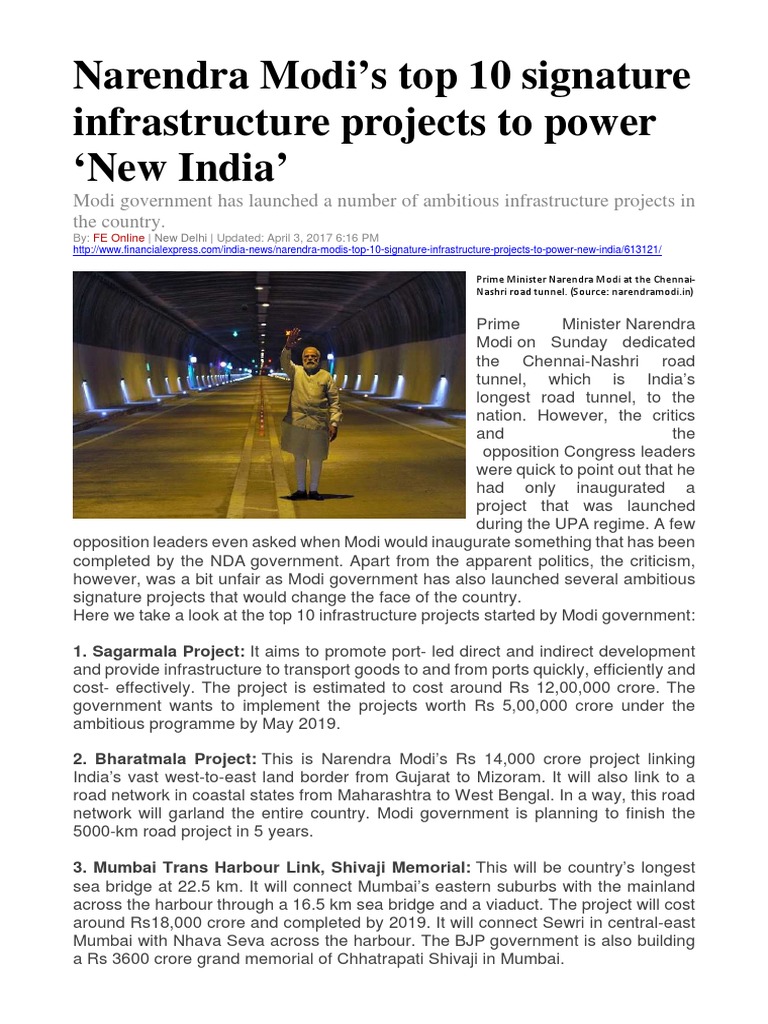 Modi's Top 10 Infrastructure Projects | PDF | Narendra Modi ...