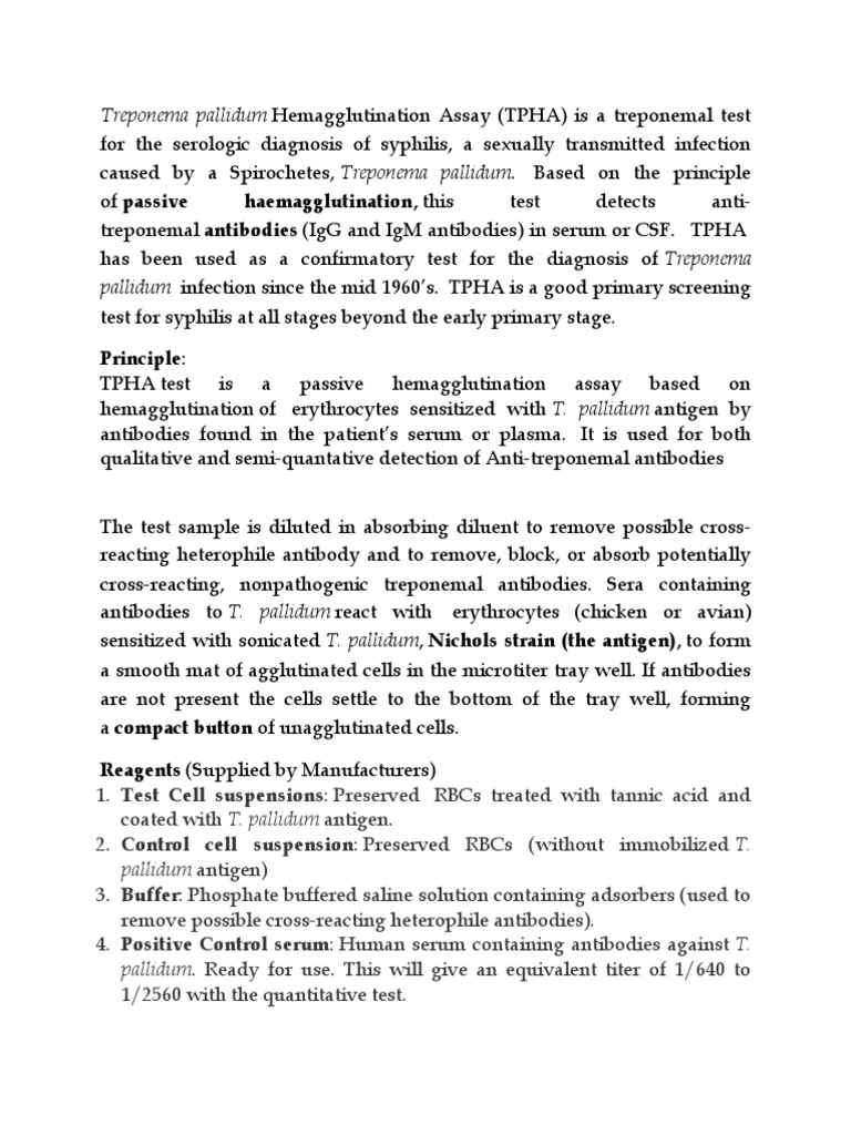 Haemagglutination, This: Treponema Pallidum Hemagglutination Assay ...