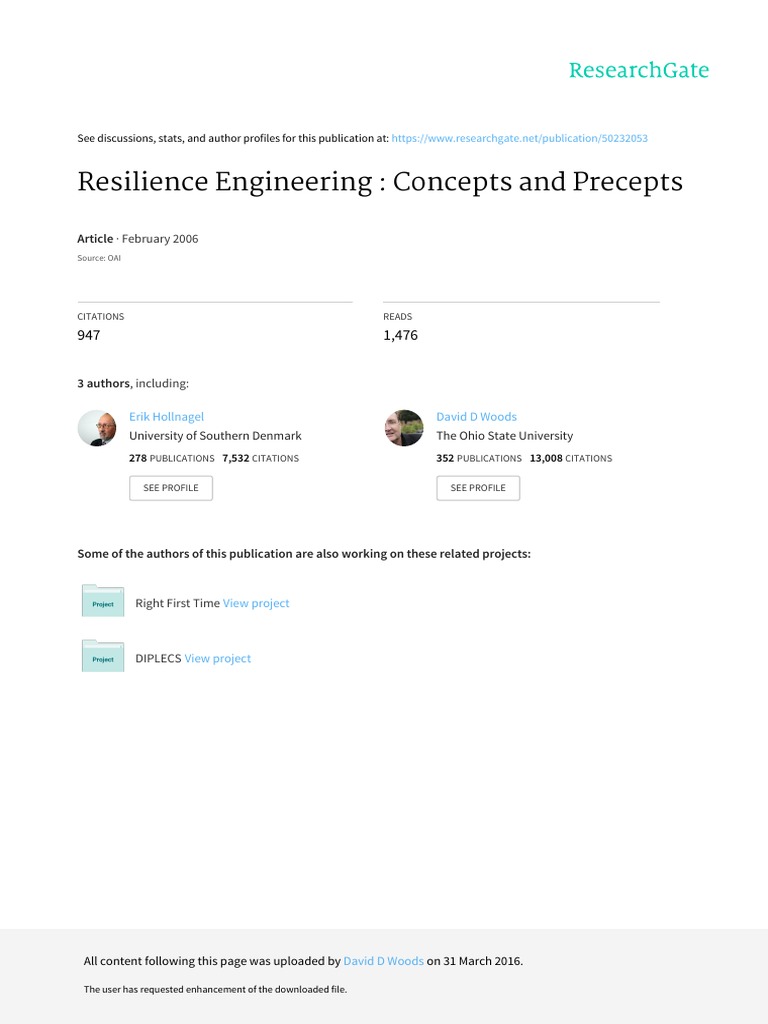 Resilience Engineering Concepts and Precepts | PDF | Psychological ...