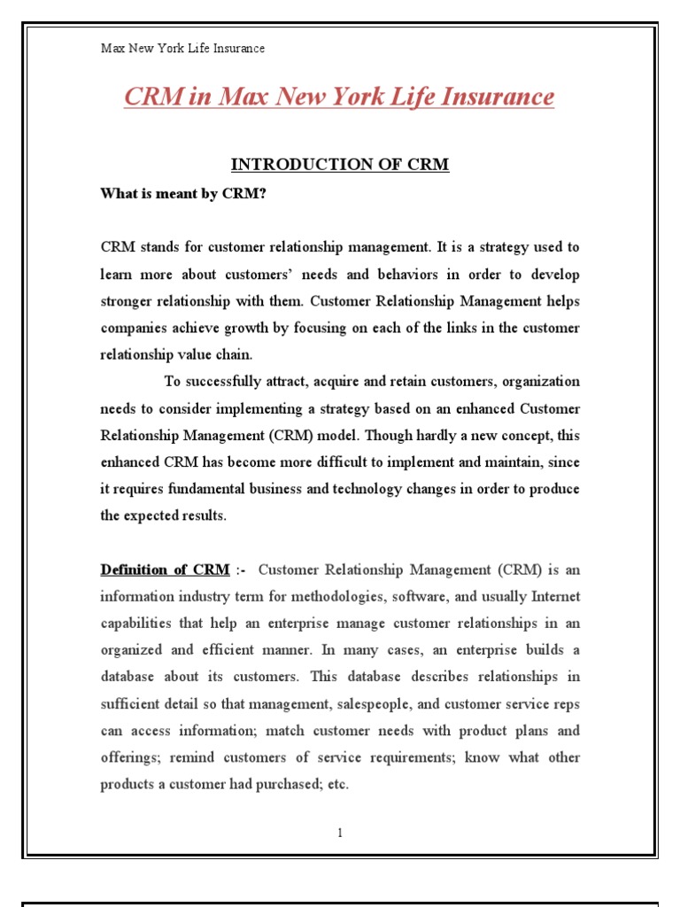CRM | PDF | Life Insurance | Insurance