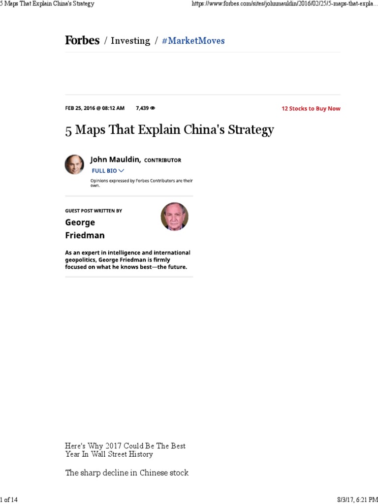 5 Maps That Explain China's Strategy: Investing | PDF | Manchuria | China