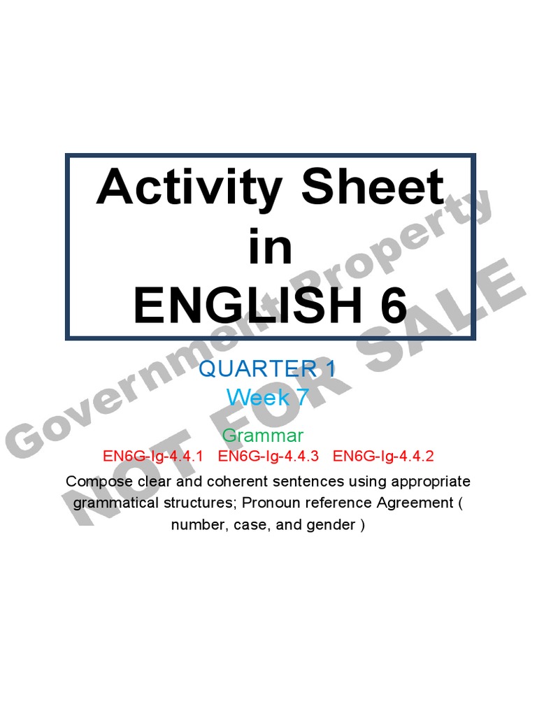 Activity Sheet English Grade 6 Week 7 Day 1 | PDF | Edgar Allan Poe ...