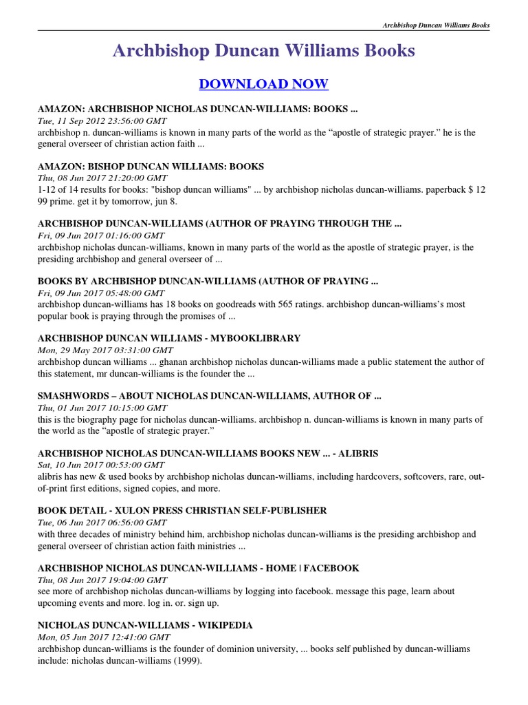 Archbishop Duncan Williams' Books Overview | PDF | Publishing | Books