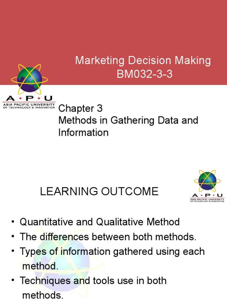Chapter 3 - Methods of Gathering Data & Information | PDF | Marketing ...