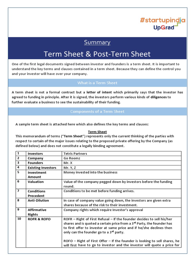 Understanding Term Sheets for Investors | PDF | Investor | Investing