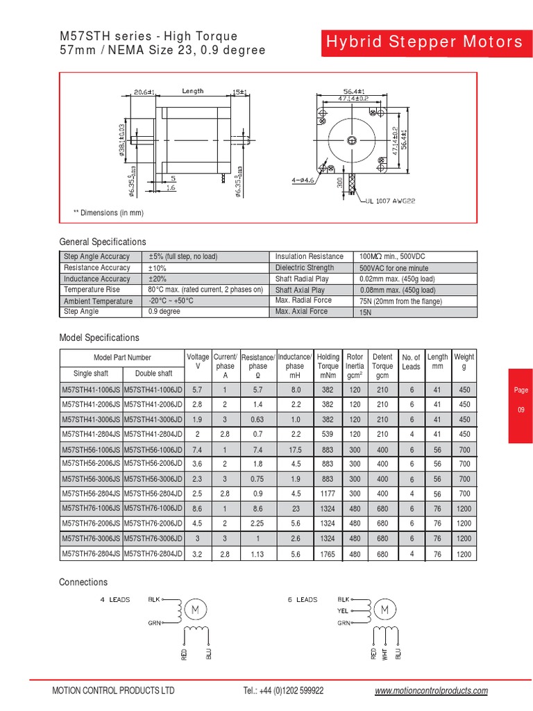 NEMA 23 Stepper Motor Specifications | PDF | Components | Electrical ...