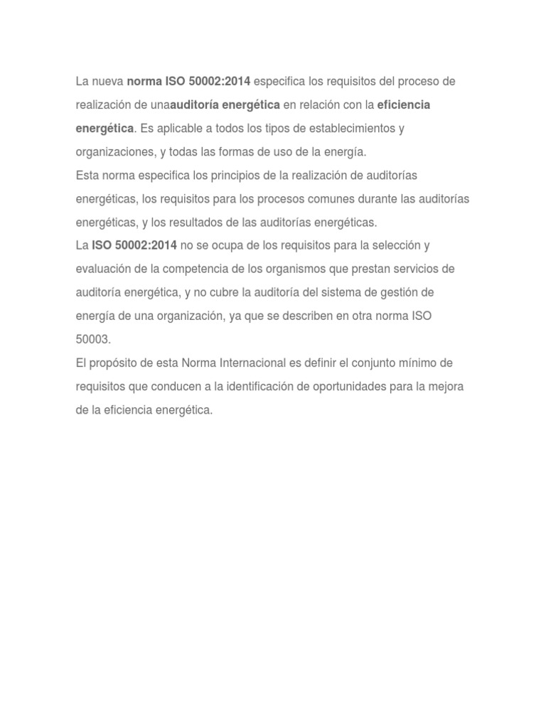 ISO 50002:2014 Auditorías Energéticas | PDF