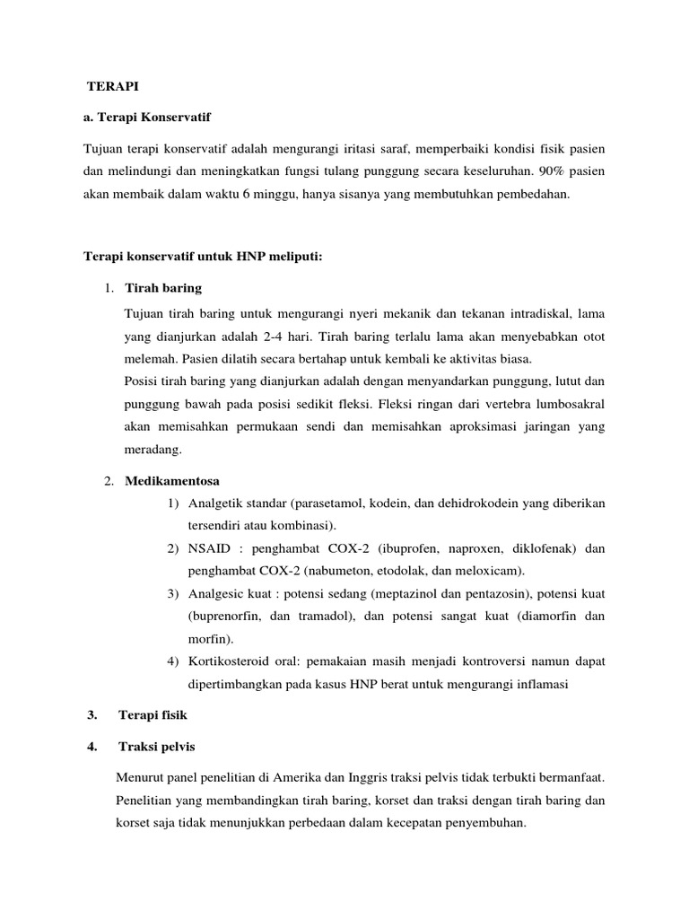 TERAPI KONSERVATIF DAN OPERATIF UNTUK HNP | PDF