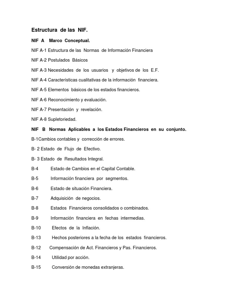Estructura de Las NIF | PDF | Contabilidad | Estado financiero