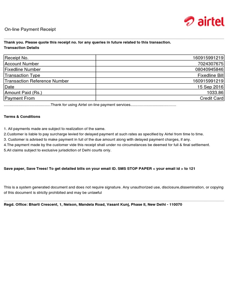 Sep Broadband Reciept | PDF | Receipt | Payments
