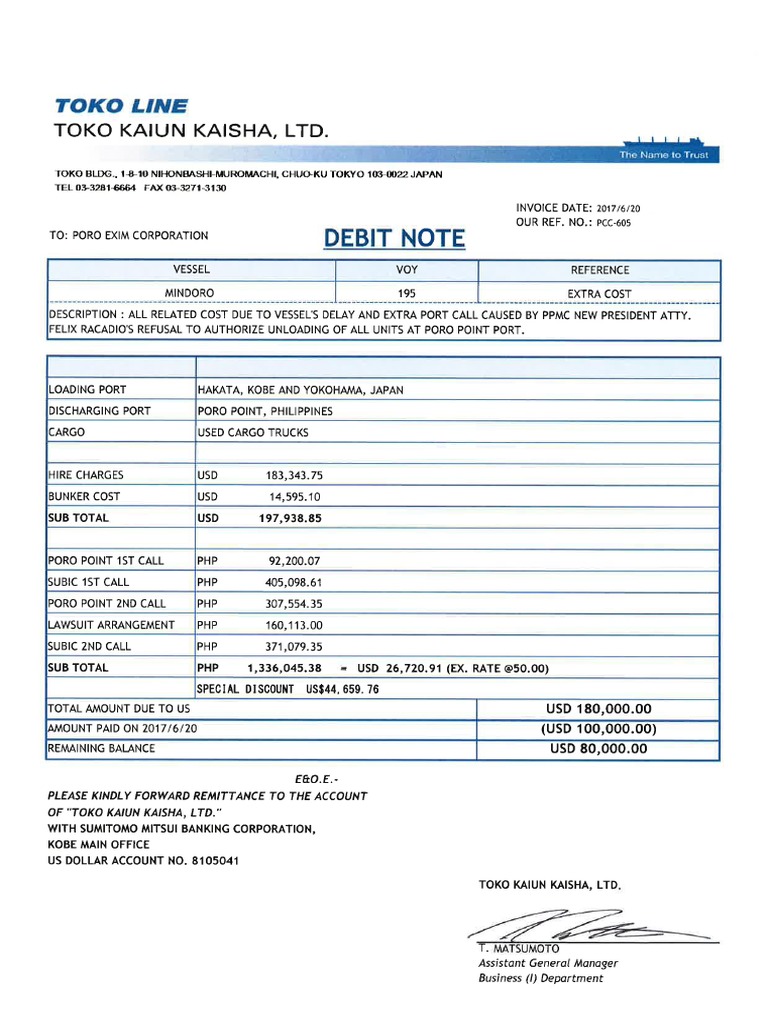 Revised Debit Note | PDF